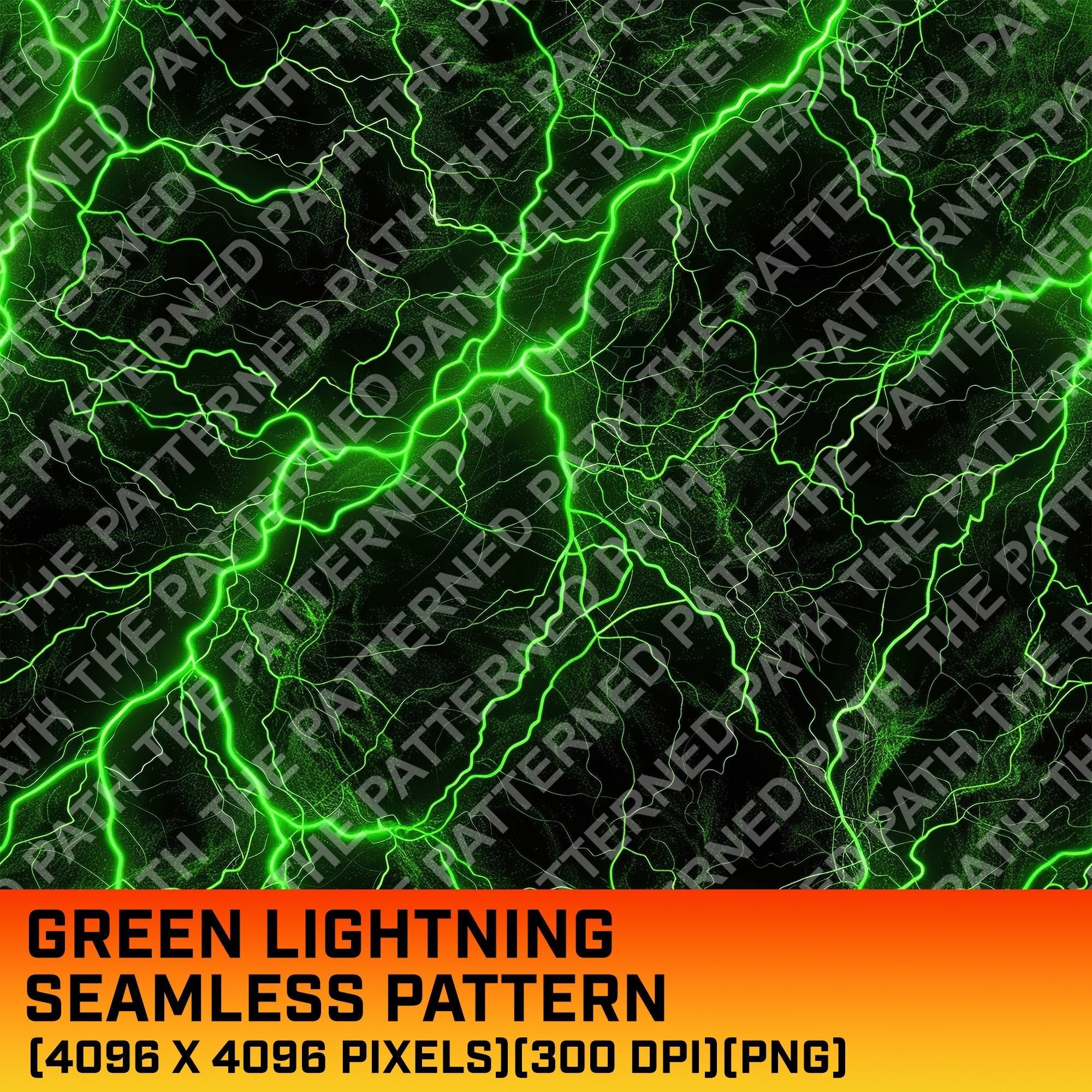 Green Lightning Bolt Electricity Seamless Digital Pattern, Repeating ...