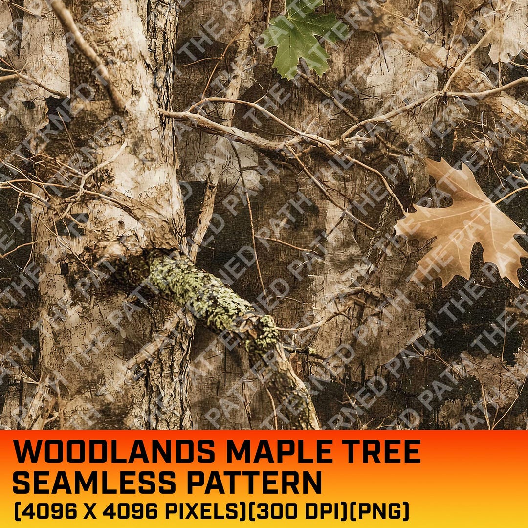 Woodlands Maple Tree Camouflage Seamless Digital Pattern, Camo, Hunting ...