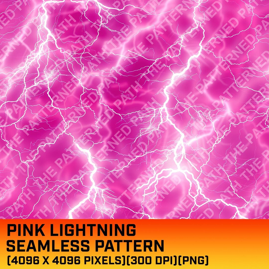 Pink Lightning Electricity Seamless Digital Pattern, Lightning Bolt ...