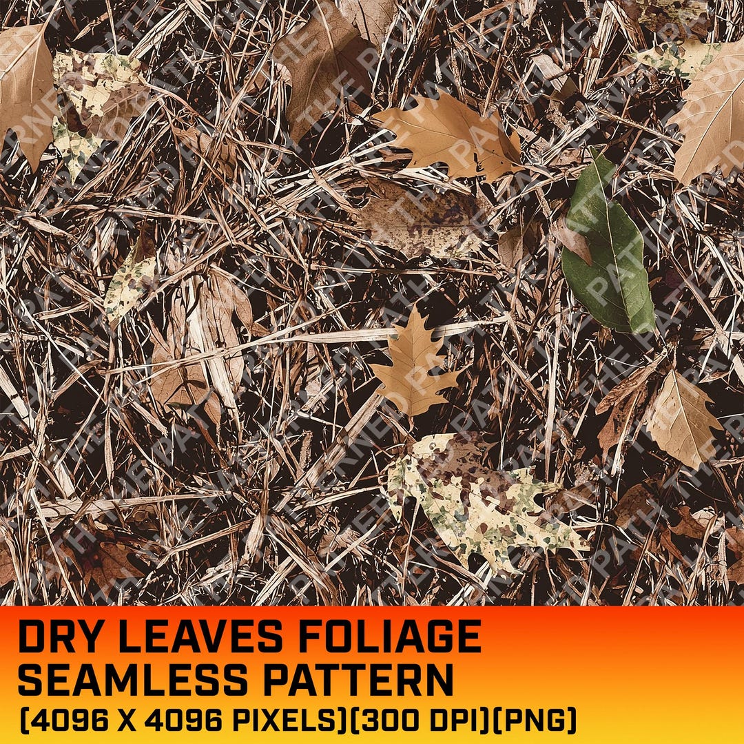 Dry Leaves Dry Grass Camouflage Seamless Digital Pattern, Autumn ...