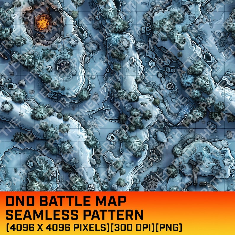 Arctic Snow Landscape Seamless Digital Pattern Texture, Dnd Battle Map ...