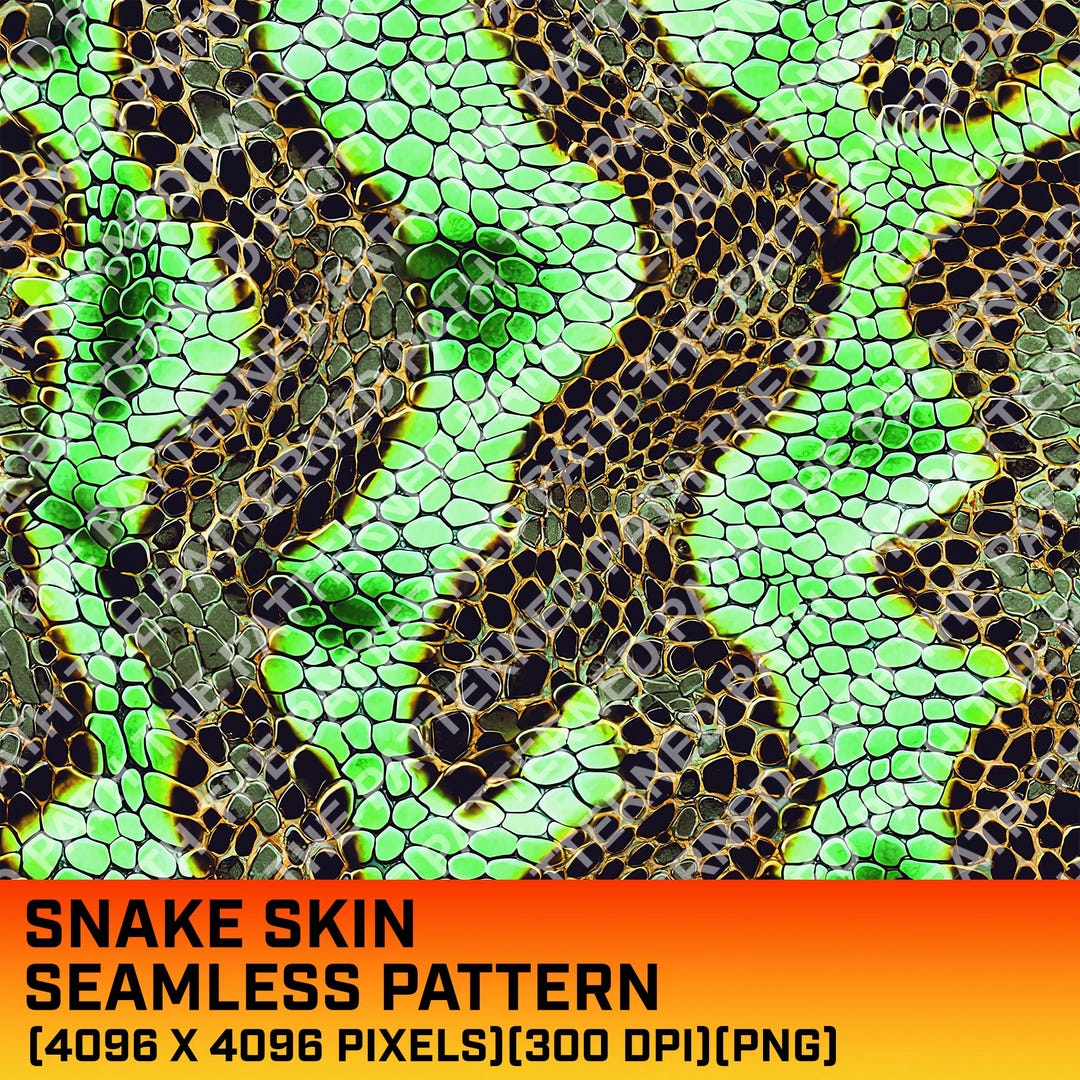 Neon Green Snake Skin Digital Seamless Pattern, Python Viper Digital ...