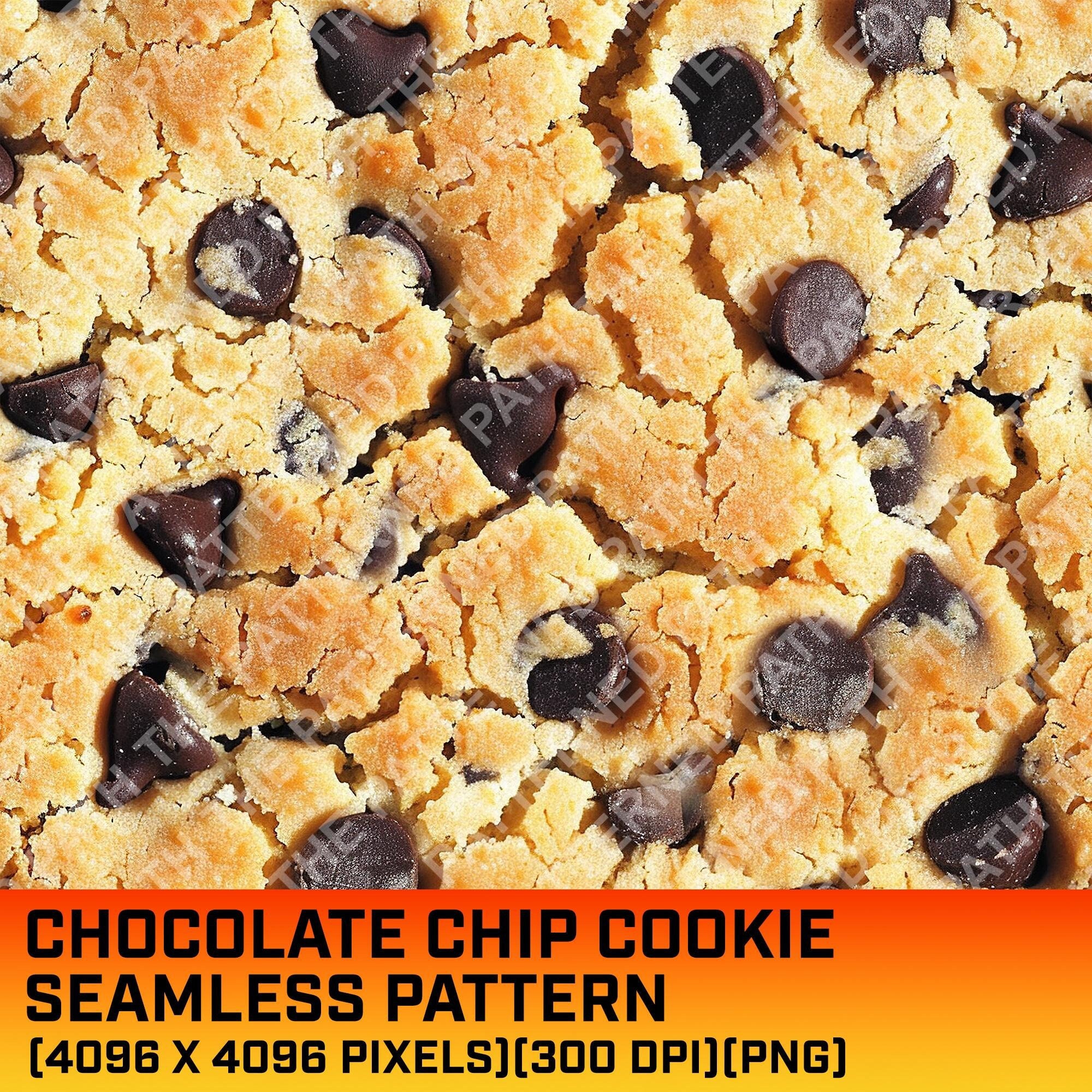 Chocolate Chip Cookie Digital Seamless Pattern, Cookie Texture, Sweet ...