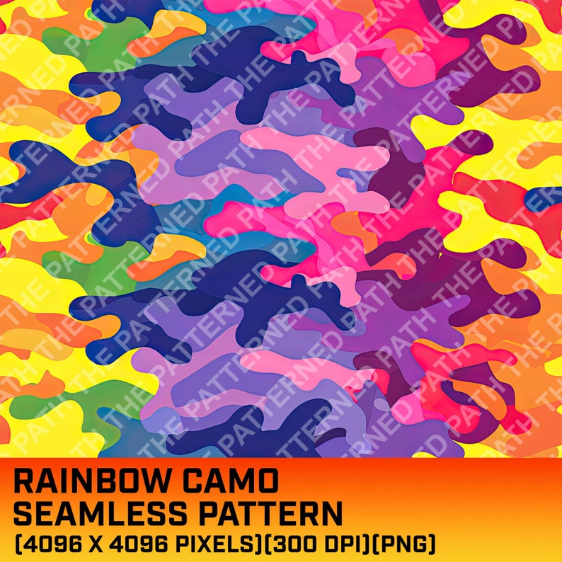 Rainbow Colored Camo Digital Seamless Pattern, Camouflage Texture, Army ...