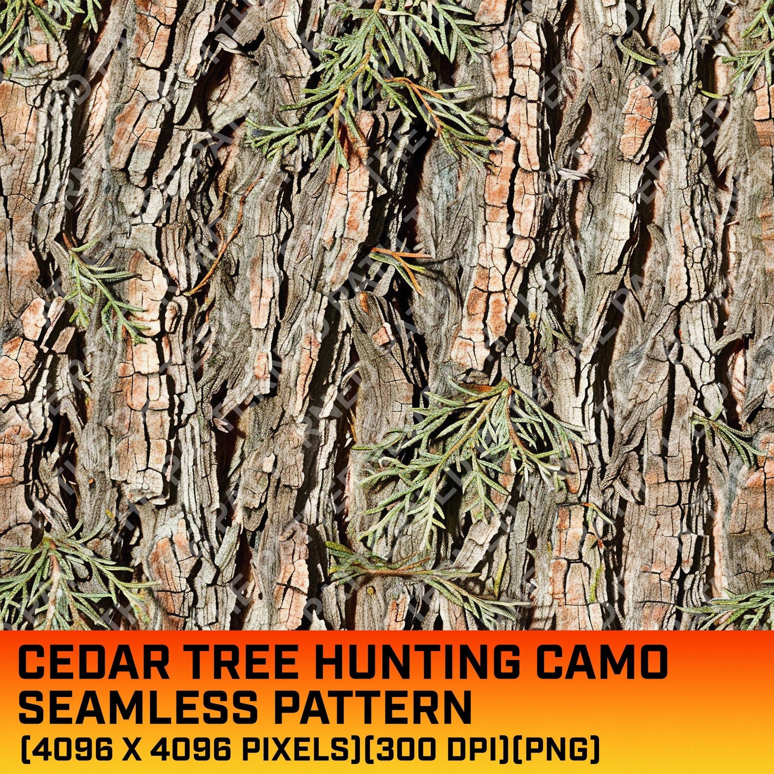 Cedar Tree Digital Seamless Pattern, Hunting Camo, Camouflage, Tree Bark Wood Texture ...