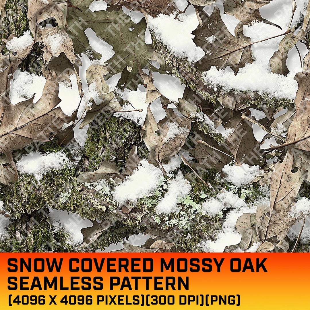 Snow Covered Mossy Oak Tree Camouflage Digital Pattern, Seamless ...