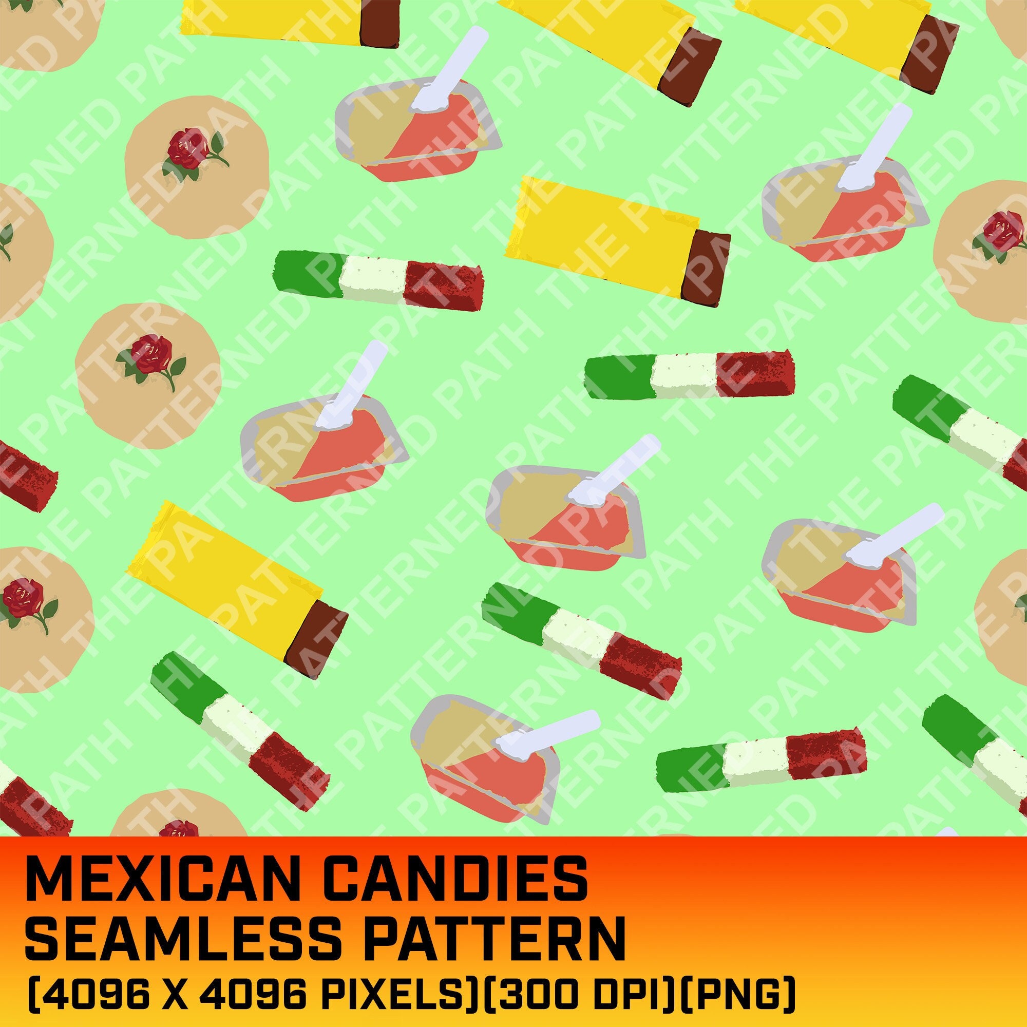 Mexican Candy Snacks Digital Seamless Pattern, Pulparindo, Tamarindo ...