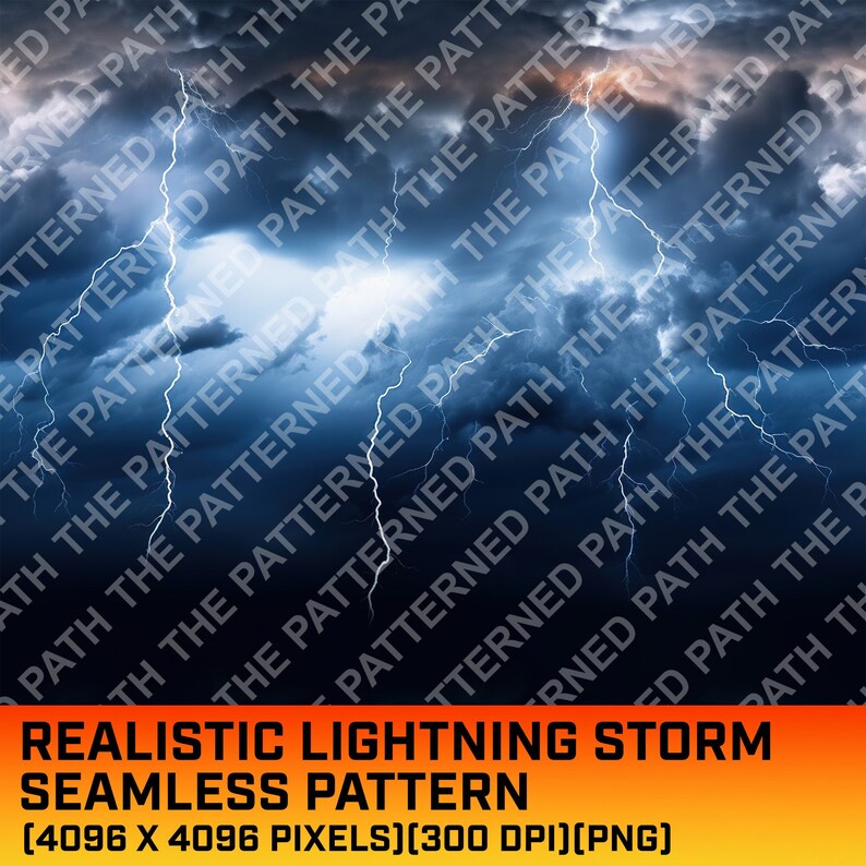 Thunderstorm Digital Seamless Pattern Realistic Lightning - Etsy