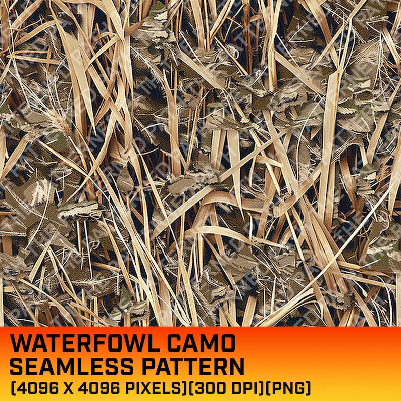 Waterfowl Grass Camouflage Digital Pattern Seamless Pattern Hunting Pattern Hunting Life