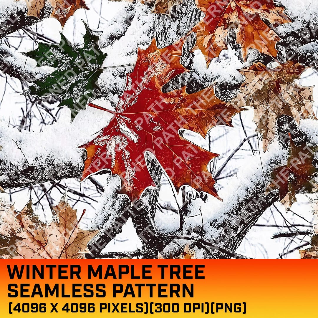 Winter Maple Tree Camouflage Seamless Digital Pattern, Hunting Camo ...