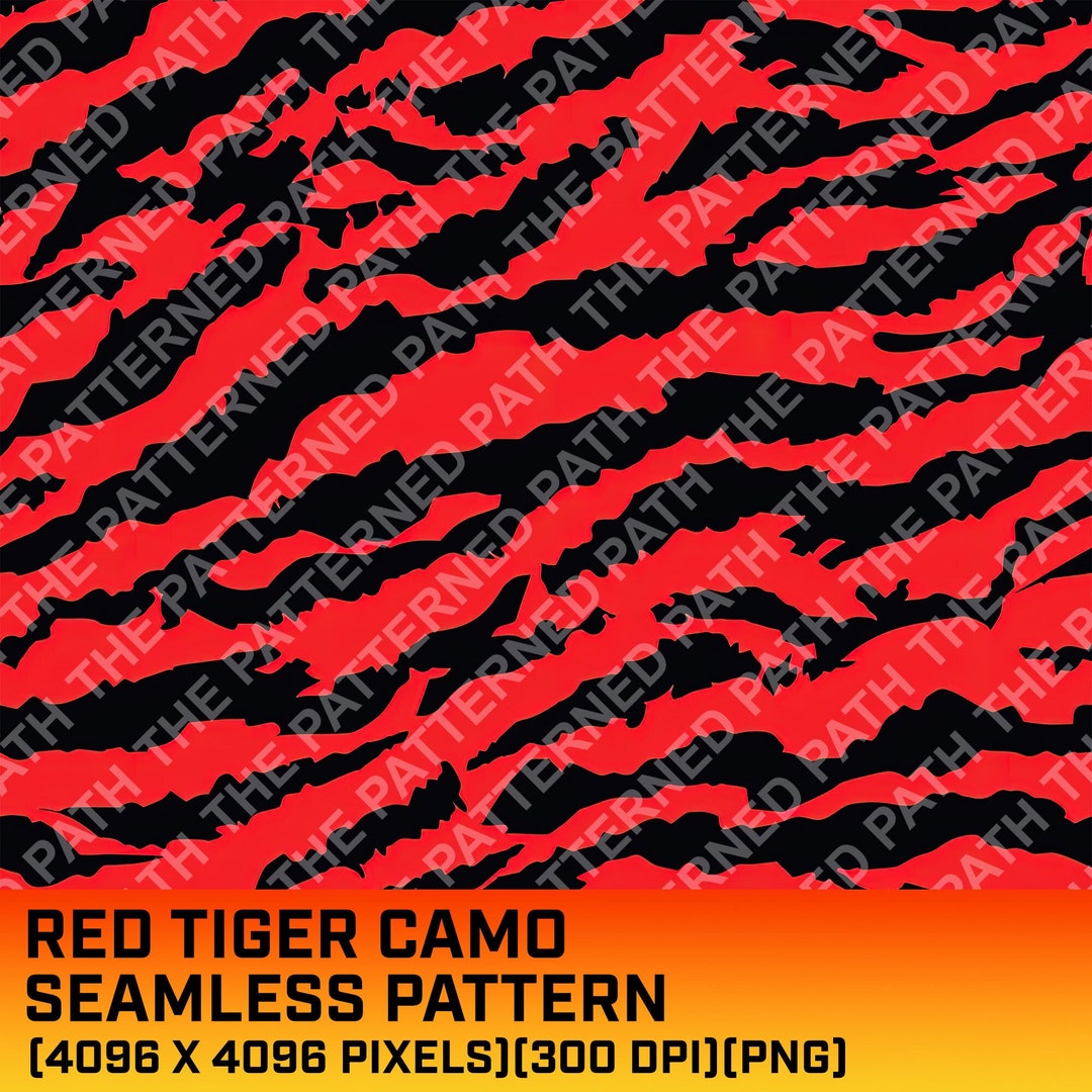 Red Tiger Camouflage Seamless Digital Pattern, Tactical Camo Pattern ...