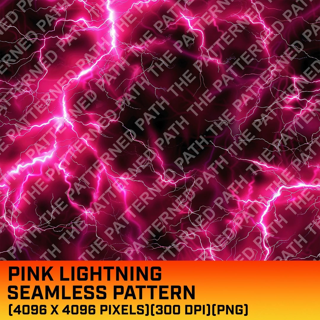 Pink Lightning Electricity Seamless Digital Pattern, Lightning Bolt ...
