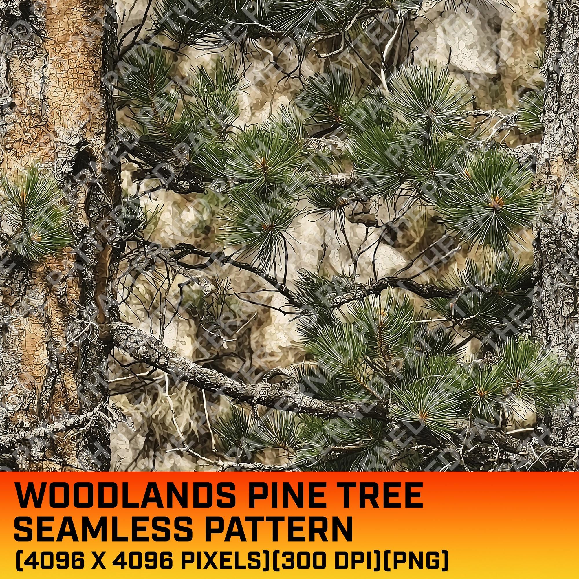 Woodlands Pine Tree Camouflage Seamless Digital Pattern Camo Hunting