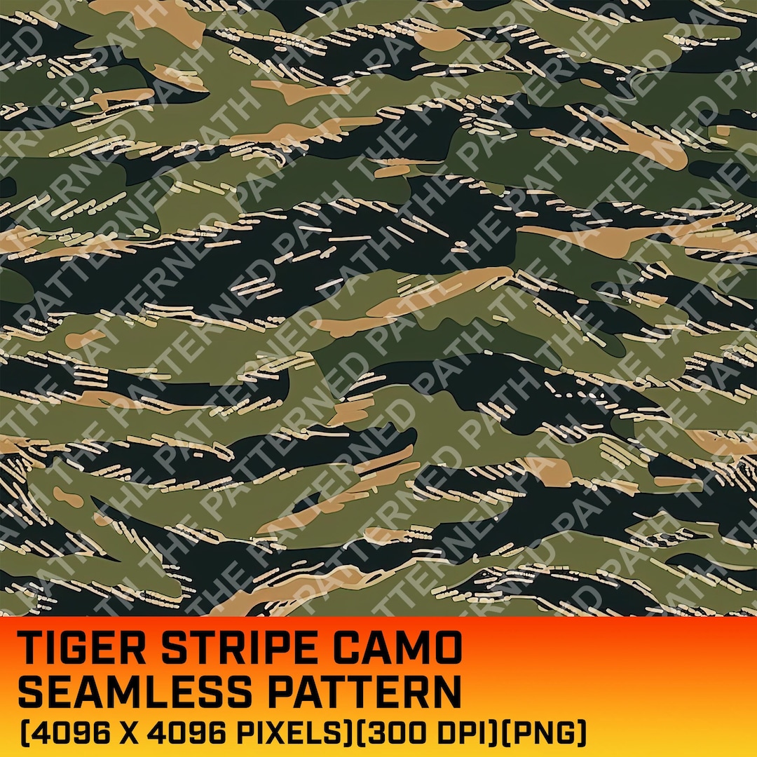 Vintage Tiger Stripe Camouflage Seamless Digital Pattern, Tactical Camo ...