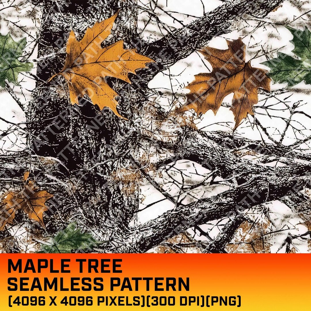 Maple Tree Camouflage Seamless Digital Pattern, Camo, Hunting, Maple ...
