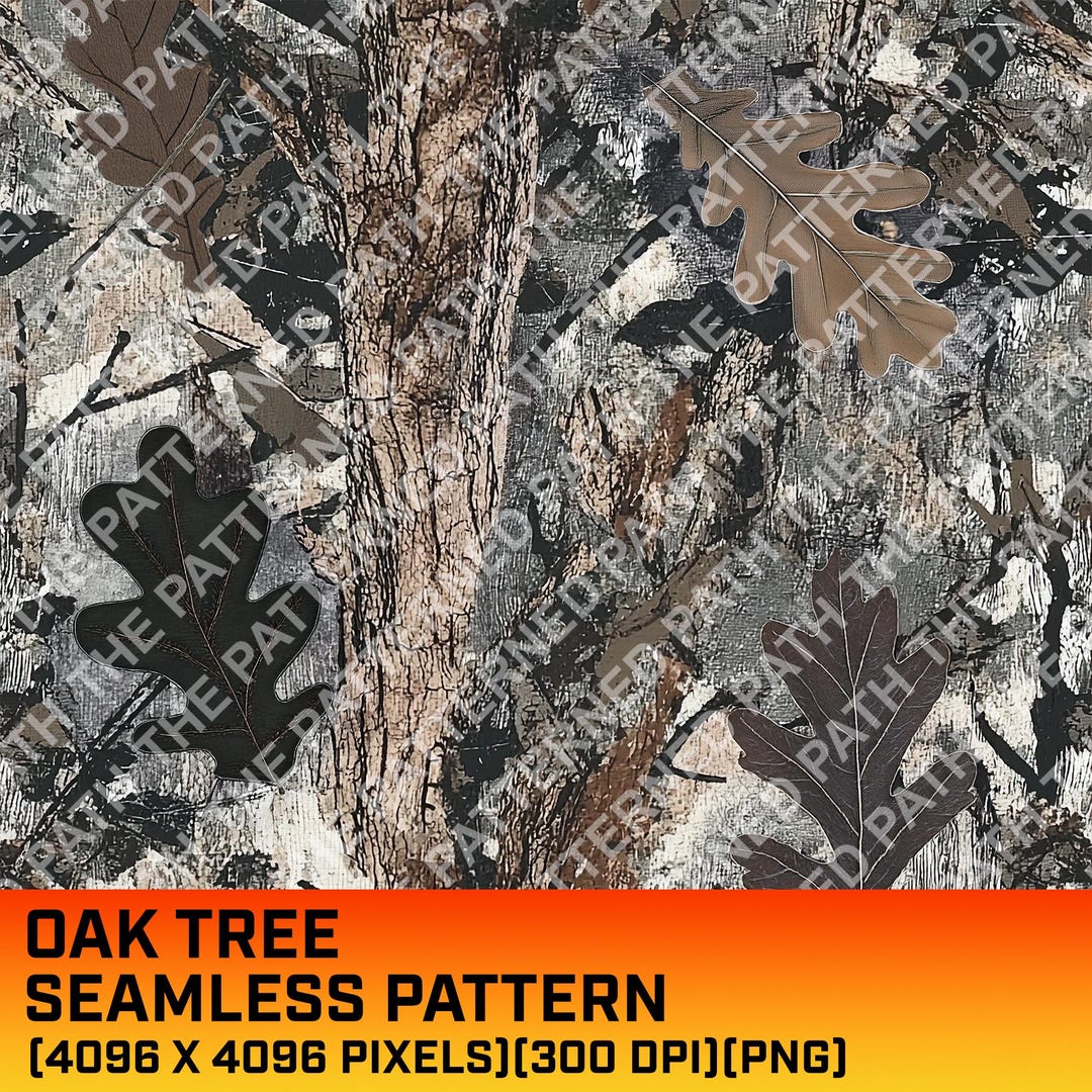 Oak Tree Camouflage Digital Pattern, Seamless Pattern, Hunting Pattern ...