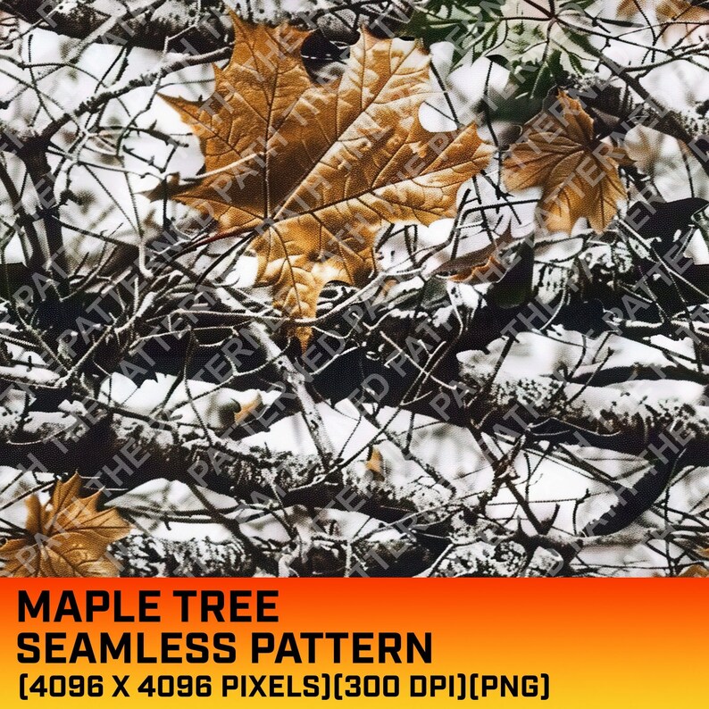 Maple Tree Camouflage Seamless Digital Pattern, Camo, Hunting, Maple ...