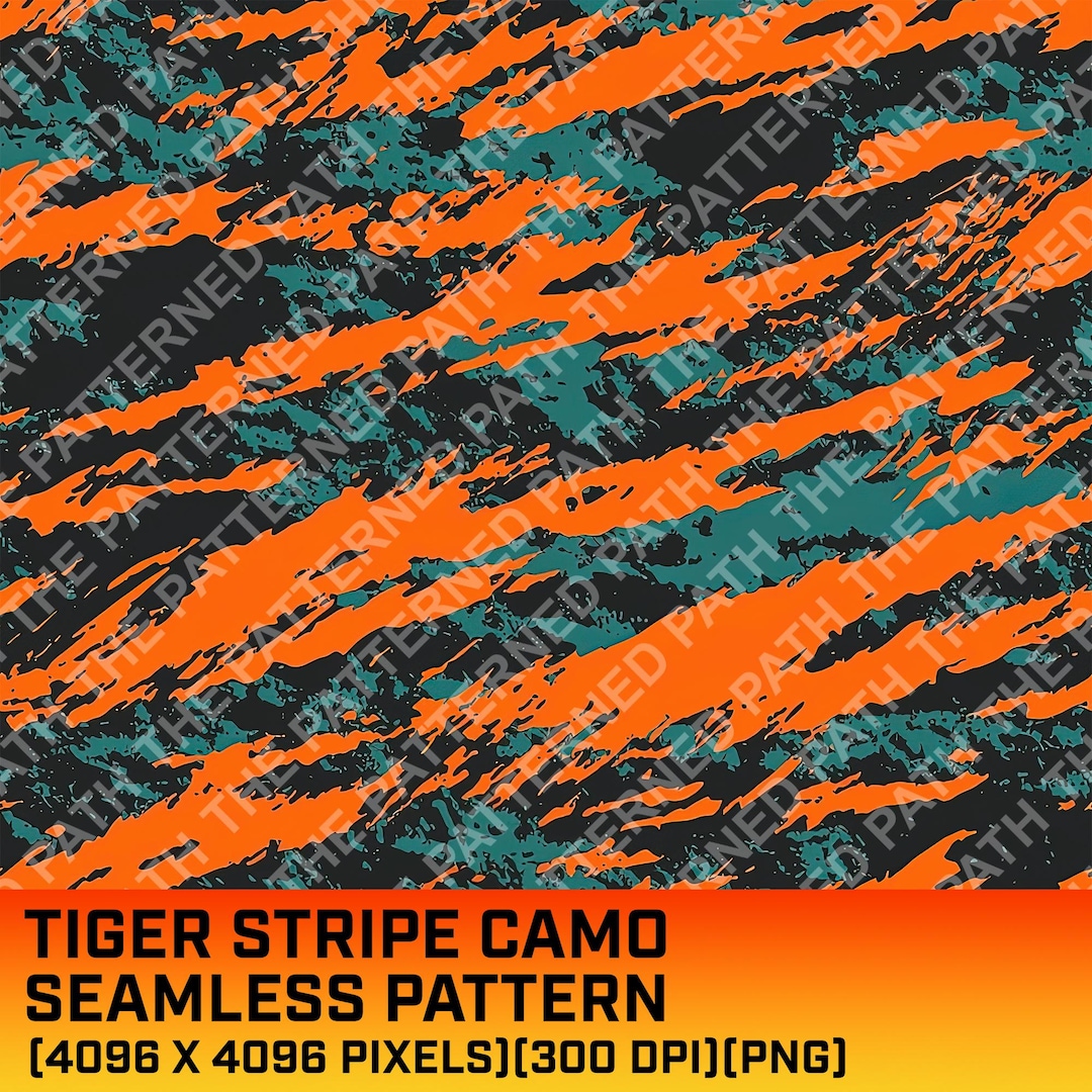 Tiger Stripe Camouflage Seamless Digital Pattern, Hunting, Tactical ...