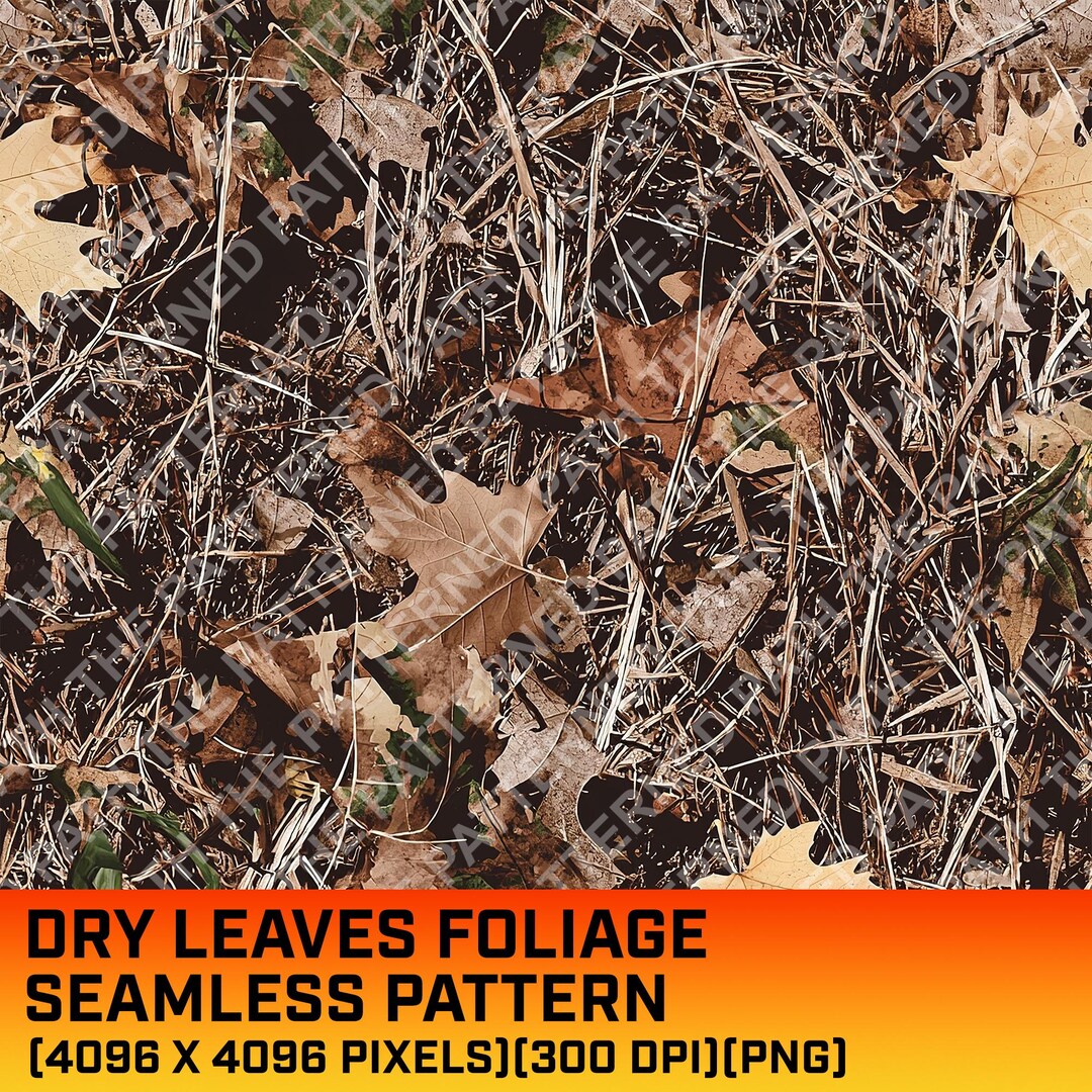 Dry Leaves Dry Grass Camouflage Seamless Digital Pattern, Autumn ...