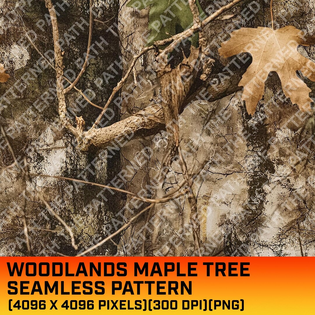 Woodlands Maple Tree Camouflage Seamless Digital Pattern, Camo, Hunting ...