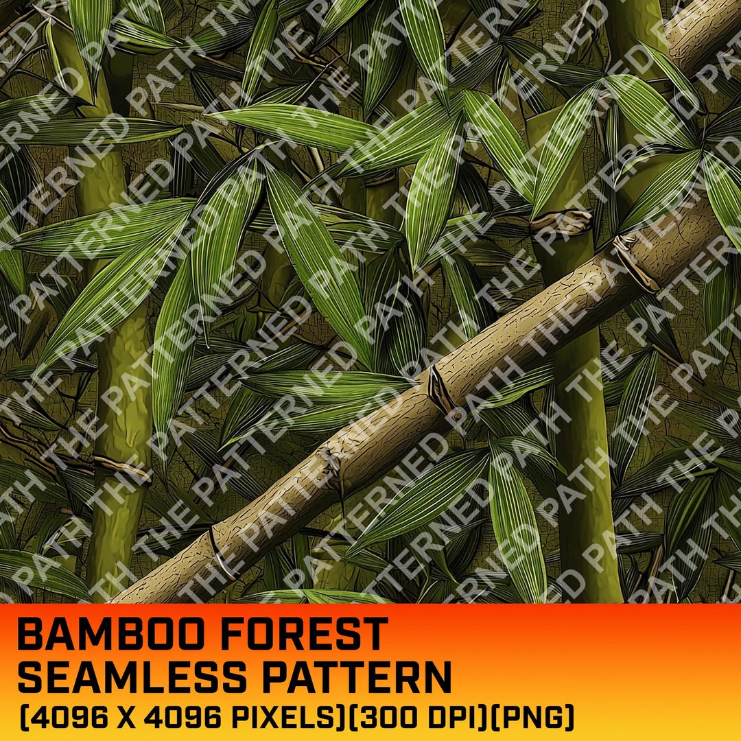 Bamboo Forest Jungle Camouflage Seamless Digital Pattern, Broad Leaf ...