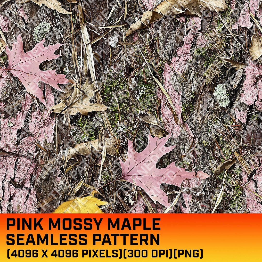 Pink Mossy Maple Tree Camouflage Digital Pattern, Seamless Pattern ...