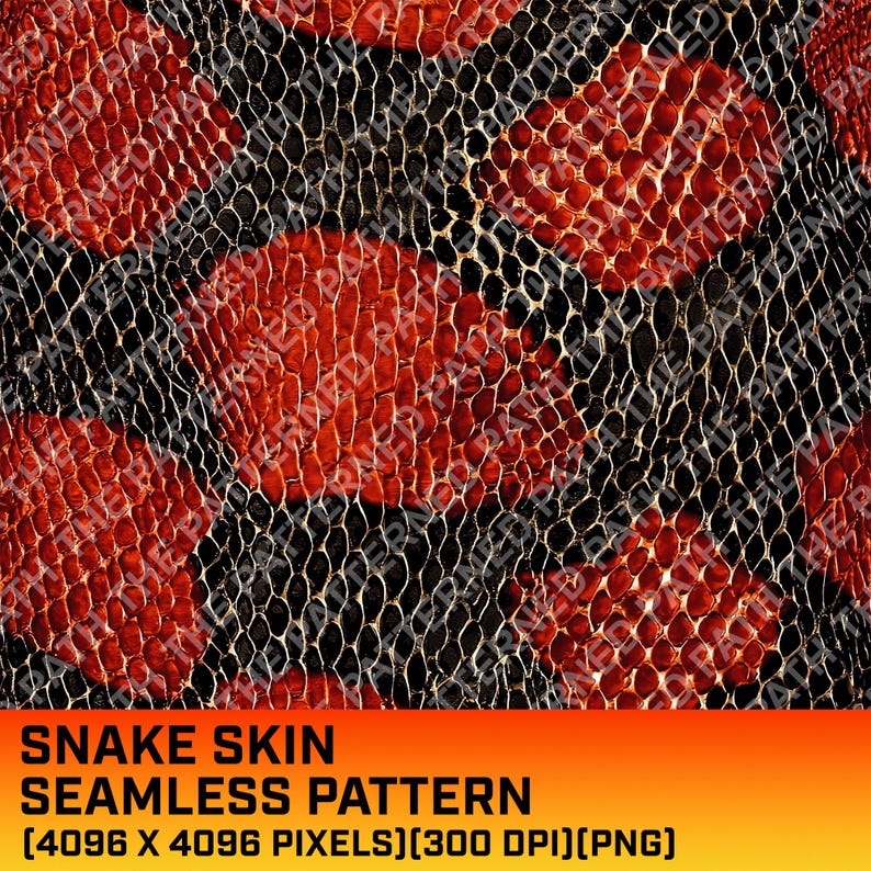 Red Black Snake Skin Digital Seamless Pattern, Python Viper Digital ...