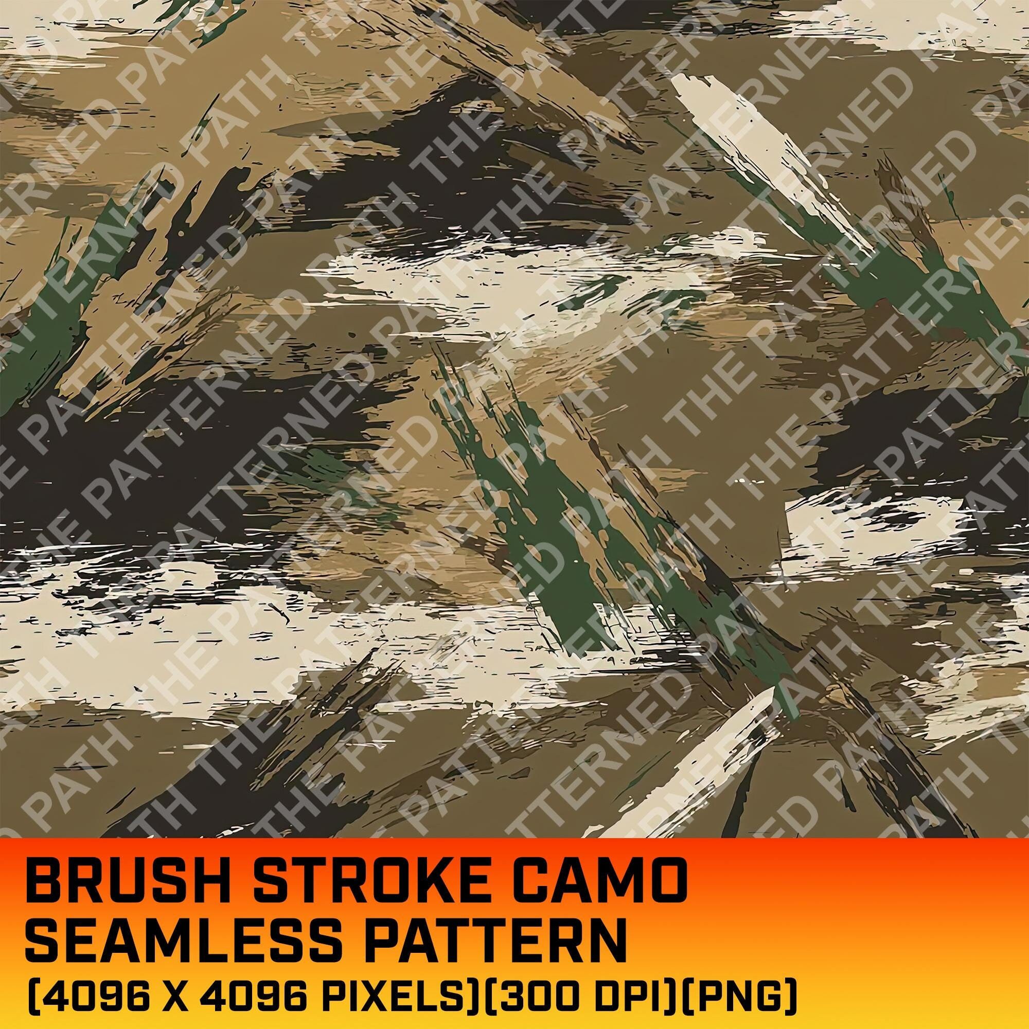 Brush Stroke Camouflage Digital Seamless Pattern, Camo Texture, Hunting ...