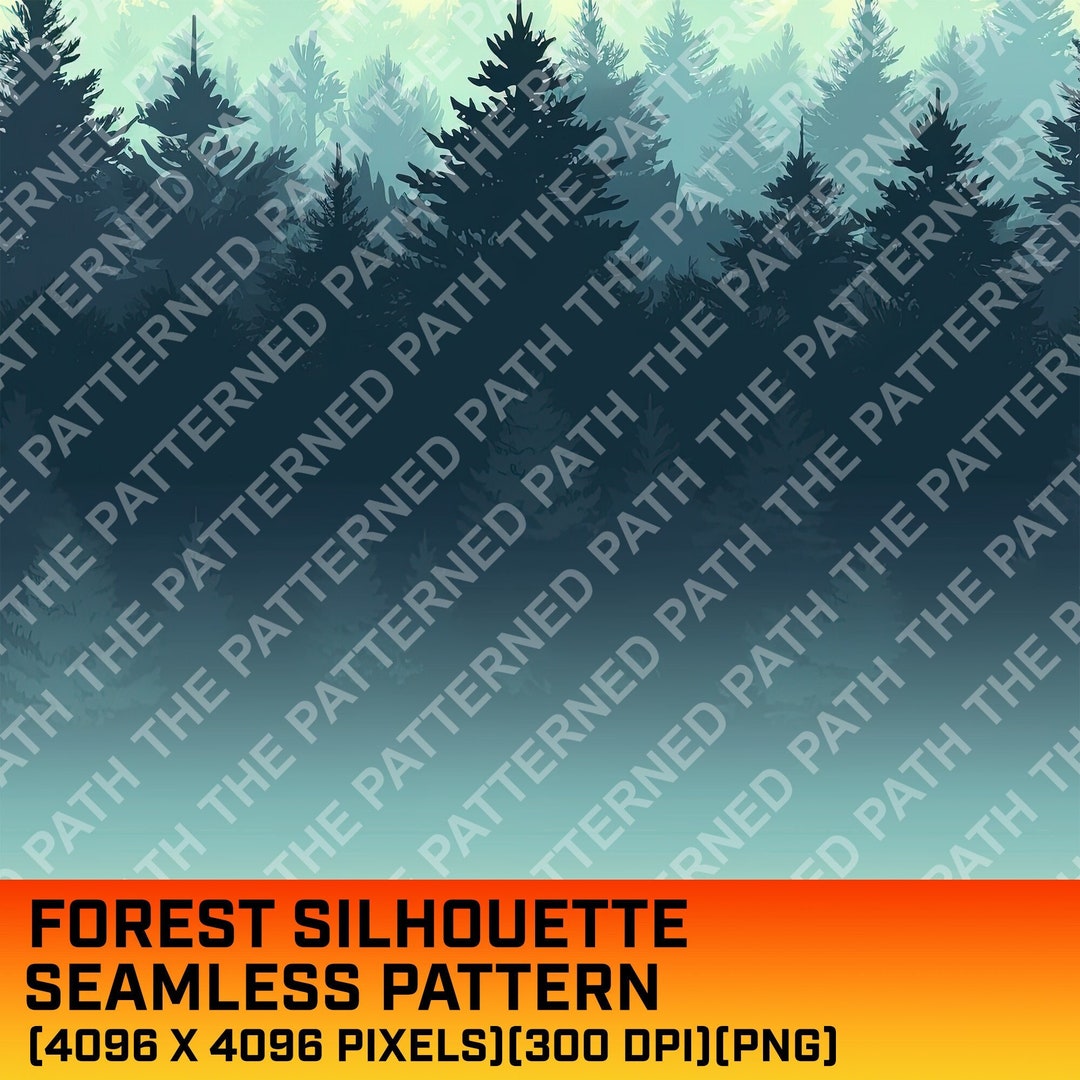 Forest Silhouette Digital Pattern, SVG, Pine Tree, Pine Tree Pattern ...
