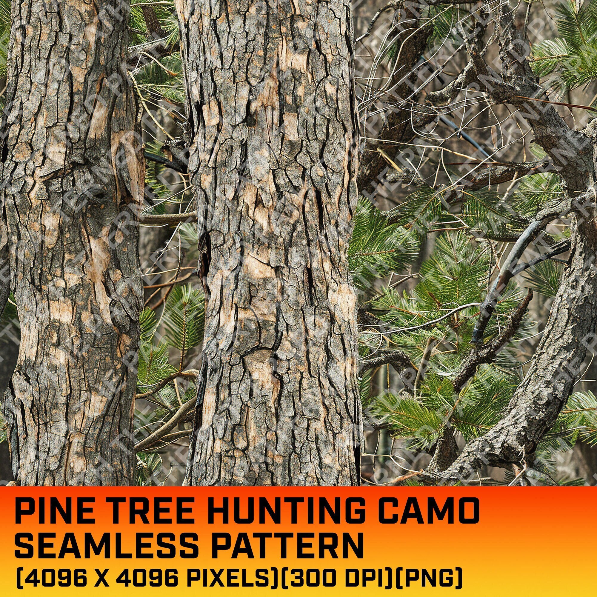 Pine Tree Camouflage Digital Pattern, Seamless Pattern, Hunting Pattern ...