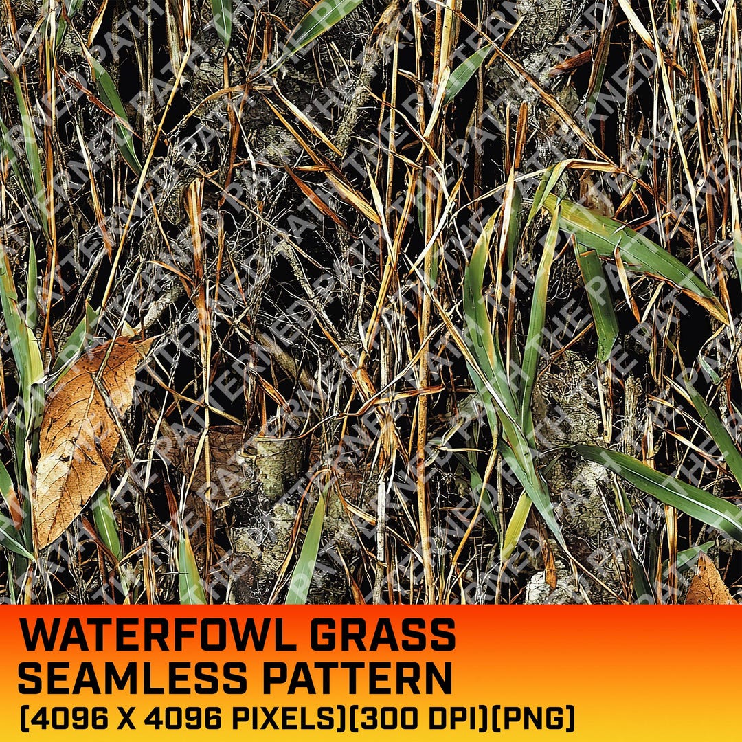Waterfowl Grass Camouflage Digital Seamless Pattern, Swamp, Hunting ...