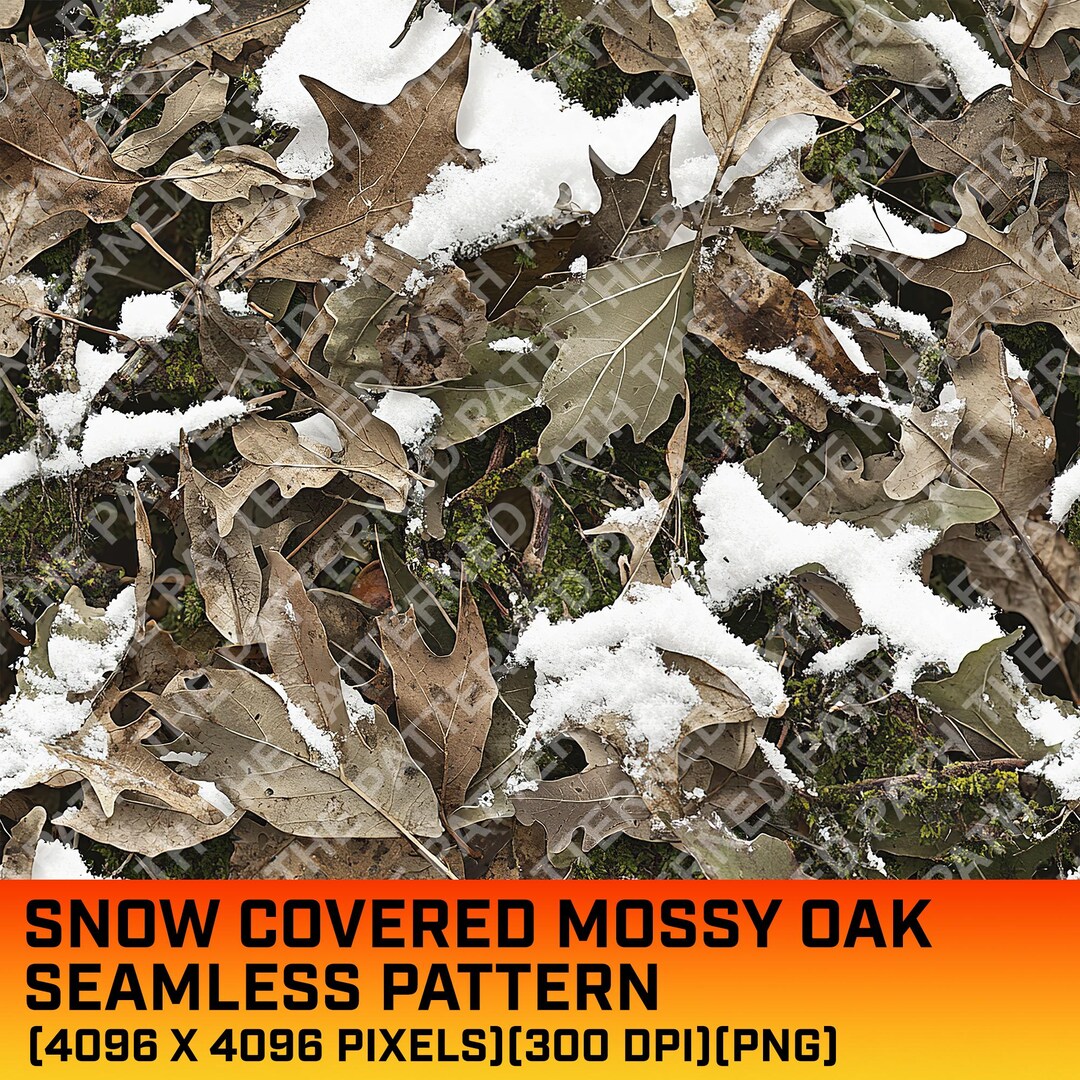 Snow Covered Mossy Oak Tree Camouflage Digital Pattern, Seamless ...
