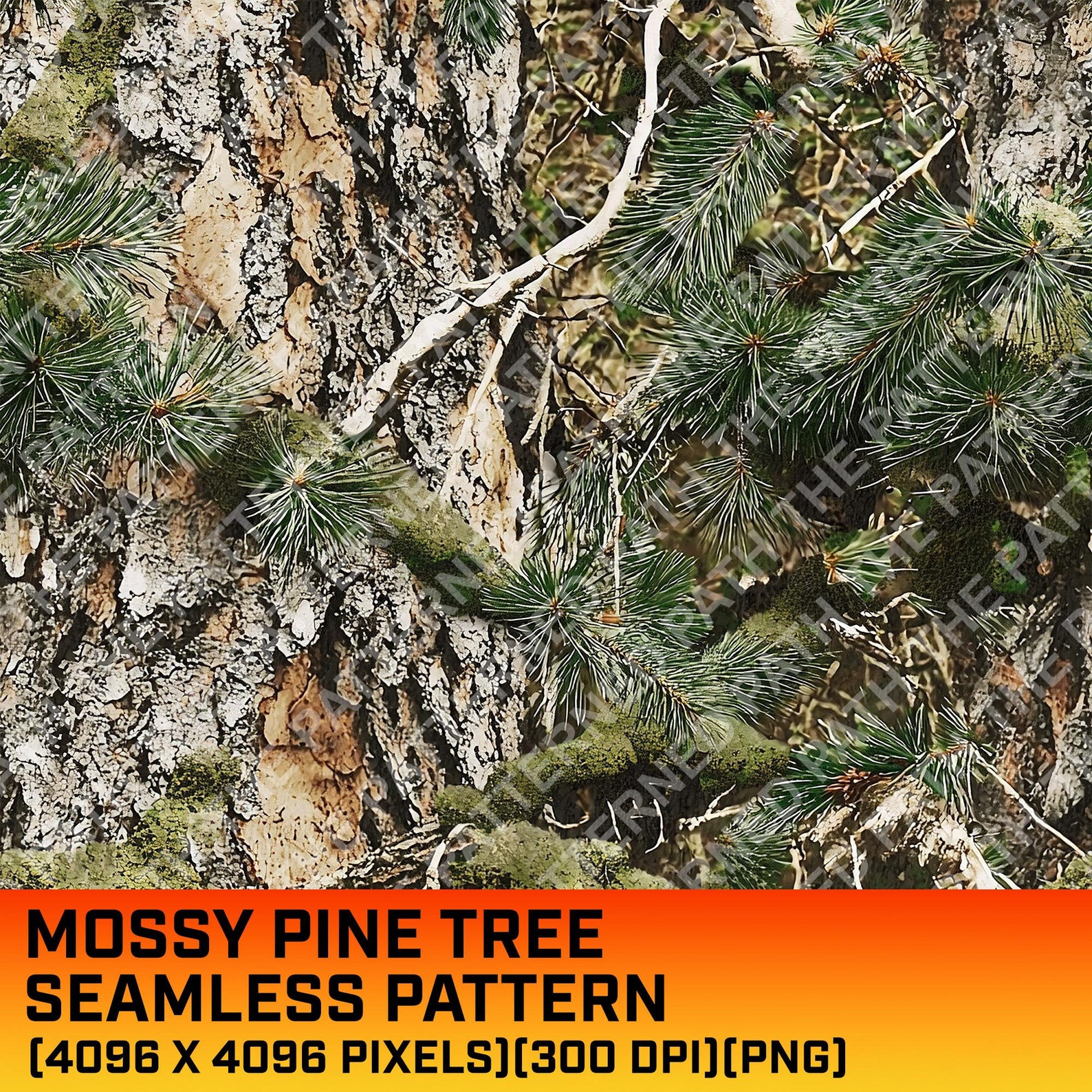 Mossy Pine Tree Camouflage Digital Pattern, Seamless Pattern, Hunting ...