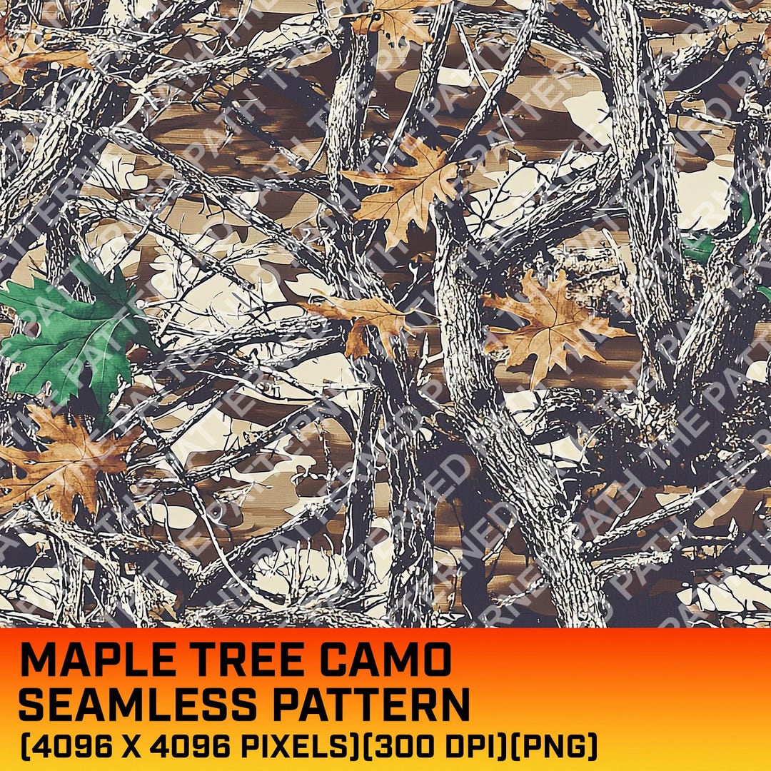 Maple Tree Camouflage Seamless Digital Pattern, Camo, Hunting, Maple ...