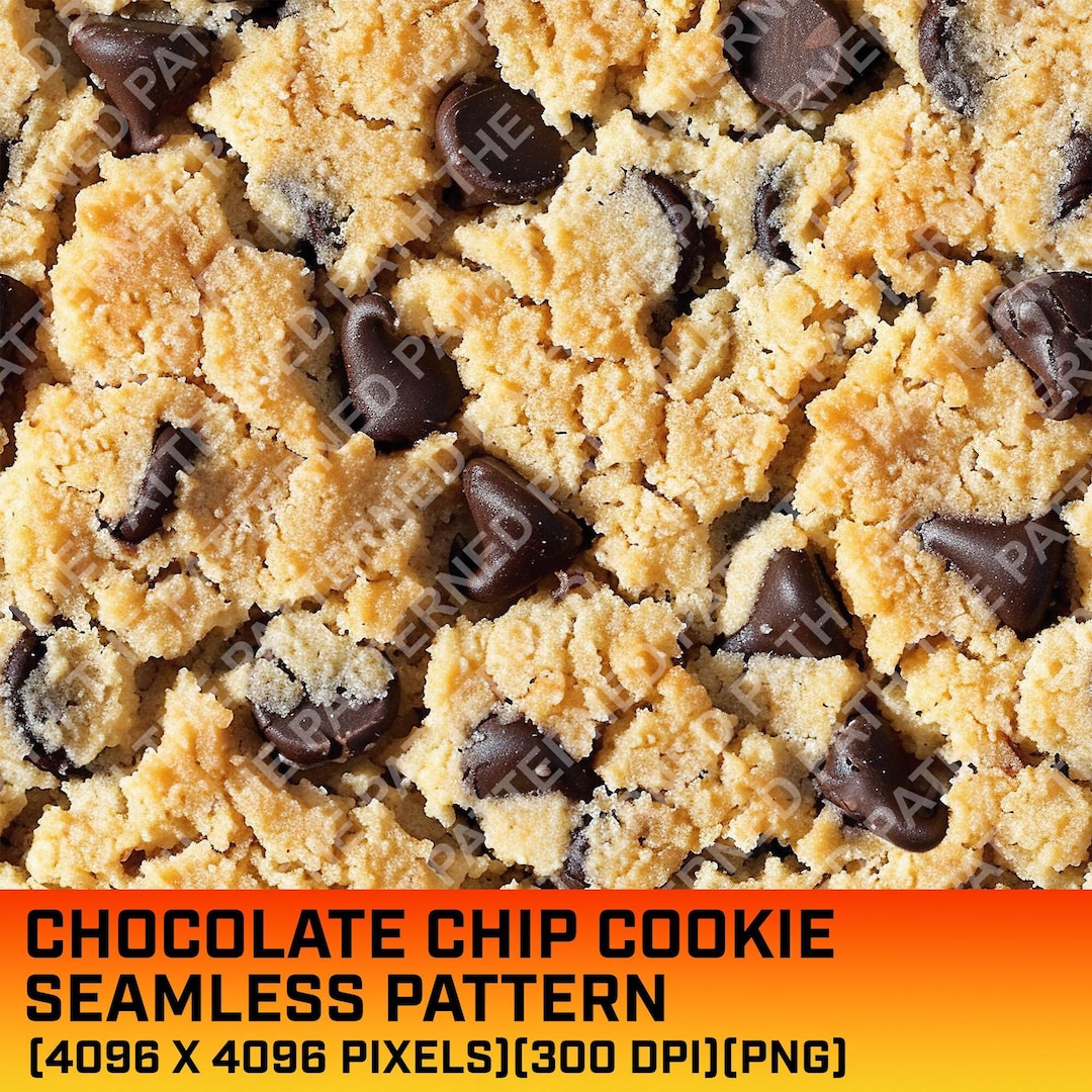 Chocolate Chip Cookie Digital Seamless Pattern, Cookie Texture, Sweet ...