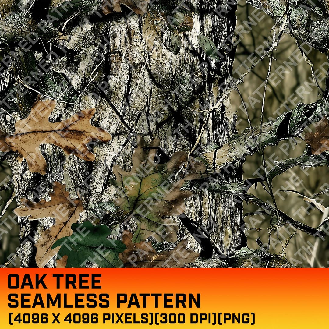 Oak Tree Camouflage Digital Pattern, Seamless Pattern, Hunting Pattern ...