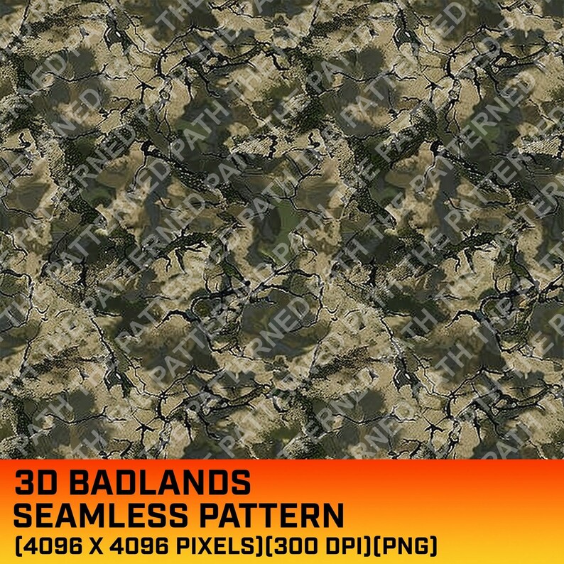 3D Badlands Camouflage Digital Seamless Pattern, Hunting Pattern ...
