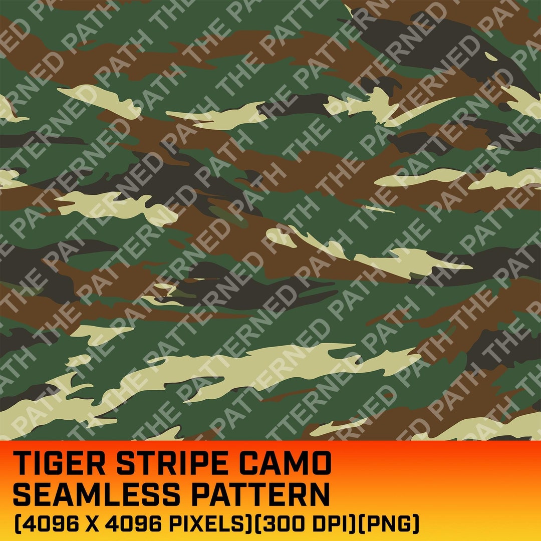Vintage Woodlands Tiger Stripe Camouflage Pattern, Digital Pattern ...
