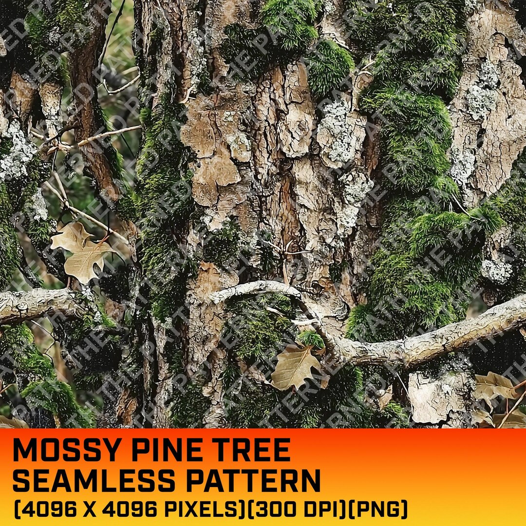 Mossy Pine Tree Camouflage Digital Pattern, Seamless Pattern, Hunting ...