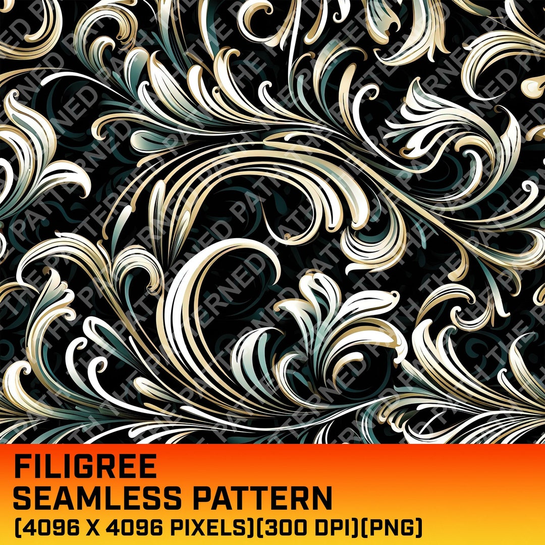 Digital Filigree Seamless Pattern, Floral Repeating Pattern, Floral PNG ...
