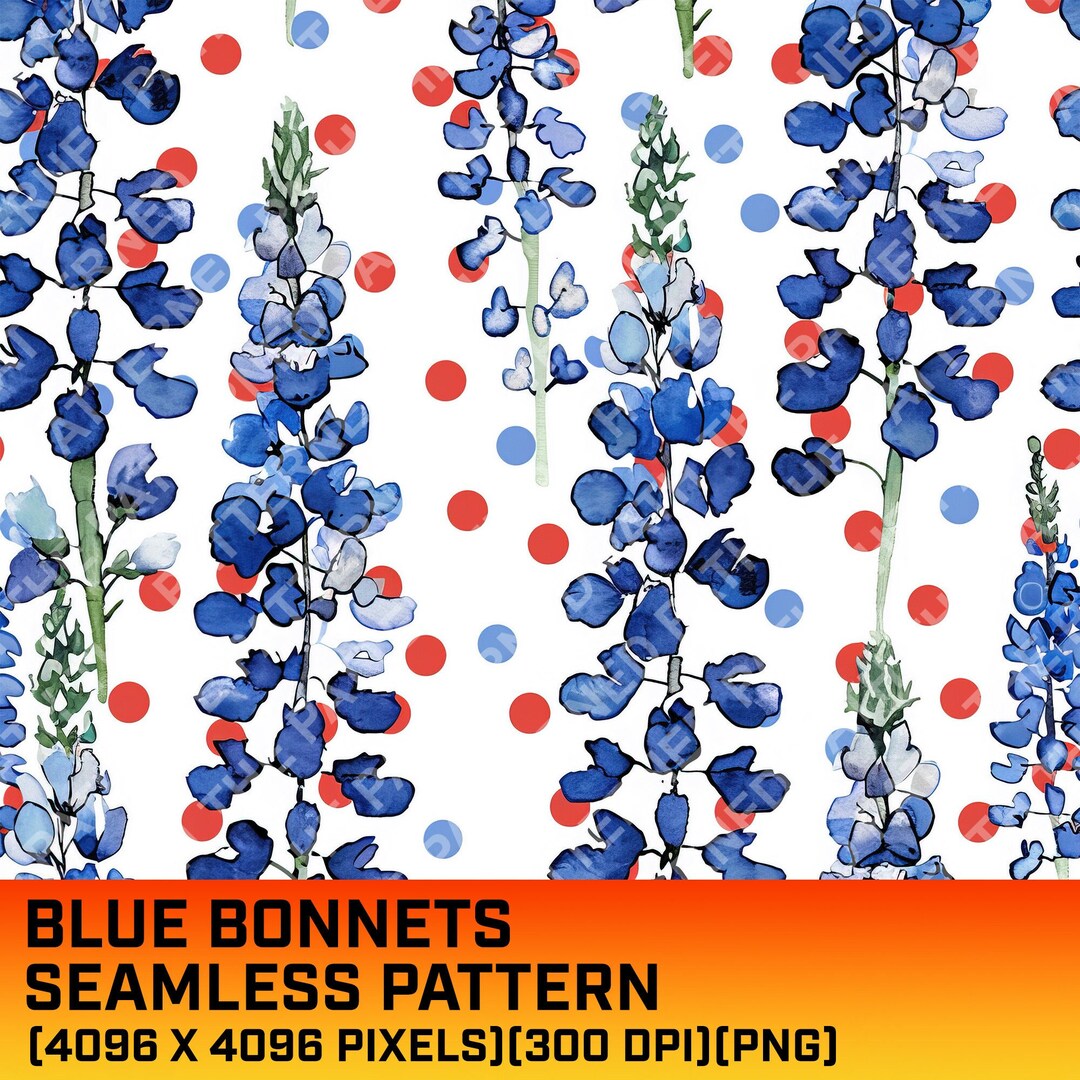 Blue Bonnets Digital Seamless Floral Pattern, Blue Bonnet Texas ...