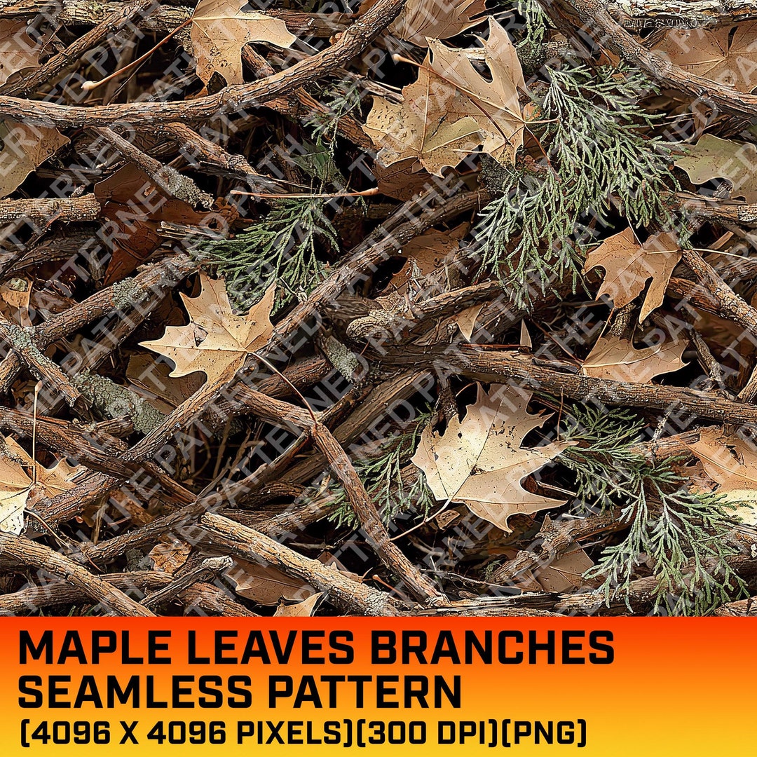 Maple Tree Leaves Camouflage Seamless Digital Pattern, Camo, Hunting ...