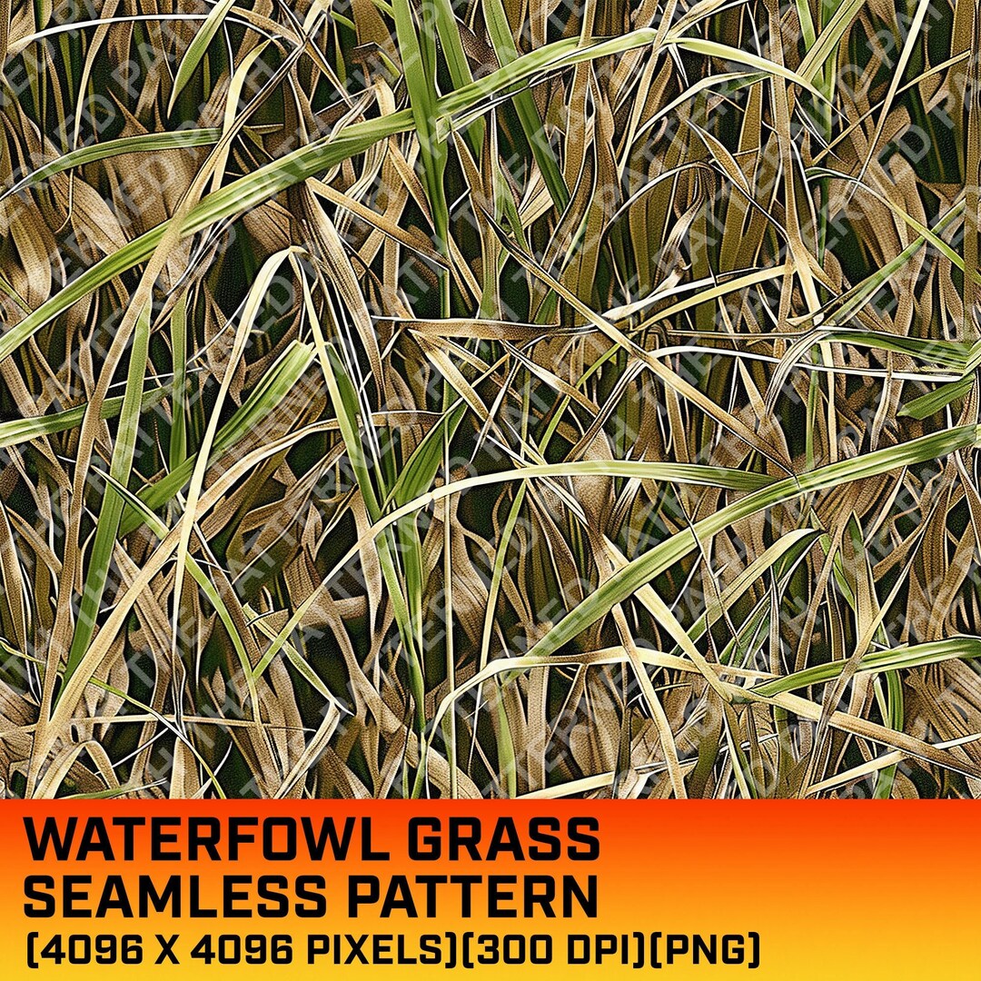 Waterfowl Grass Hunting Seamless Camo Pattern, Camouflage, Grass ...