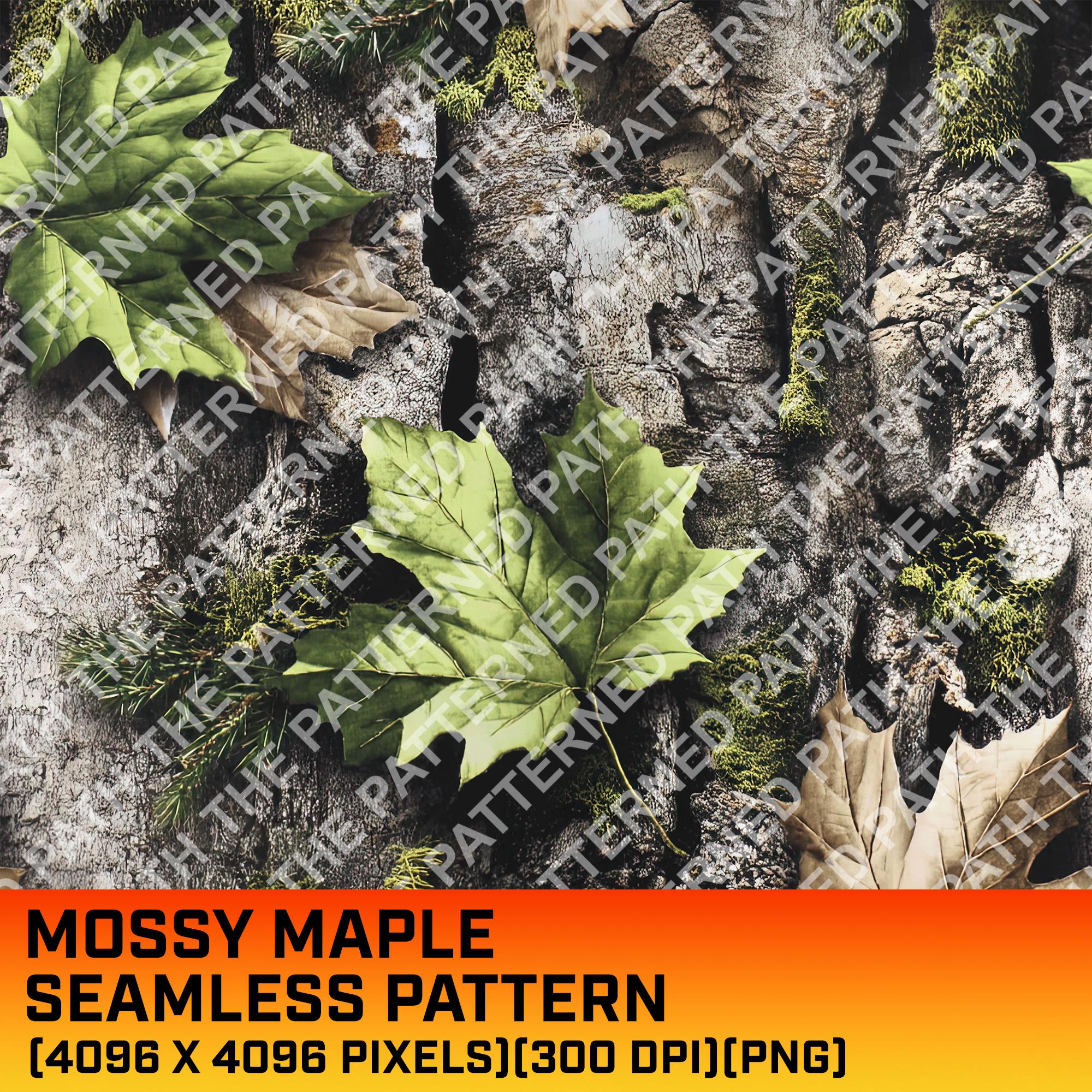 Mossy Maple Tree Camouflage Seamless Digital Pattern, Camo, Hunting ...