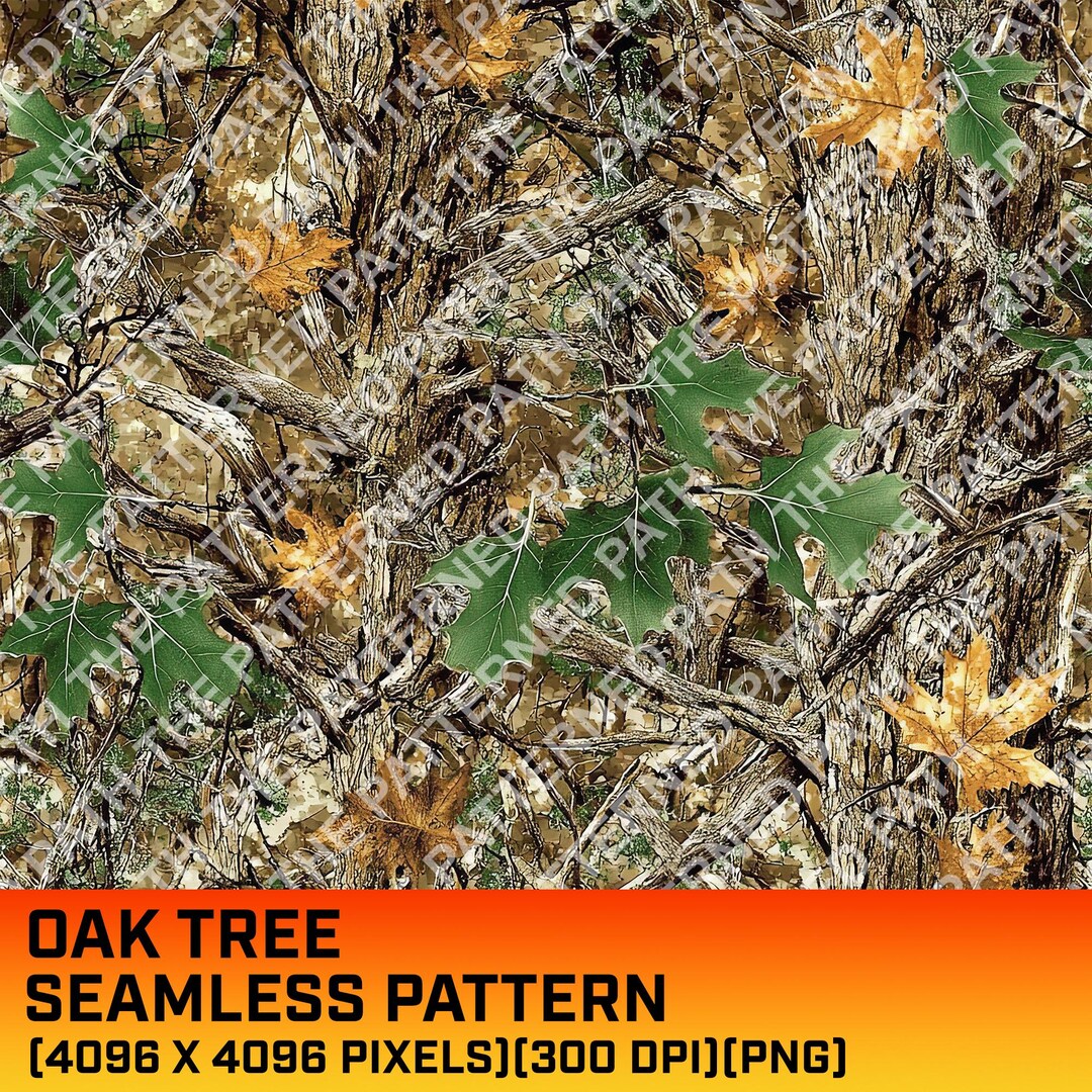 Oak Tree Camouflage Digital Pattern, Seamless Pattern, Hunting Pattern ...