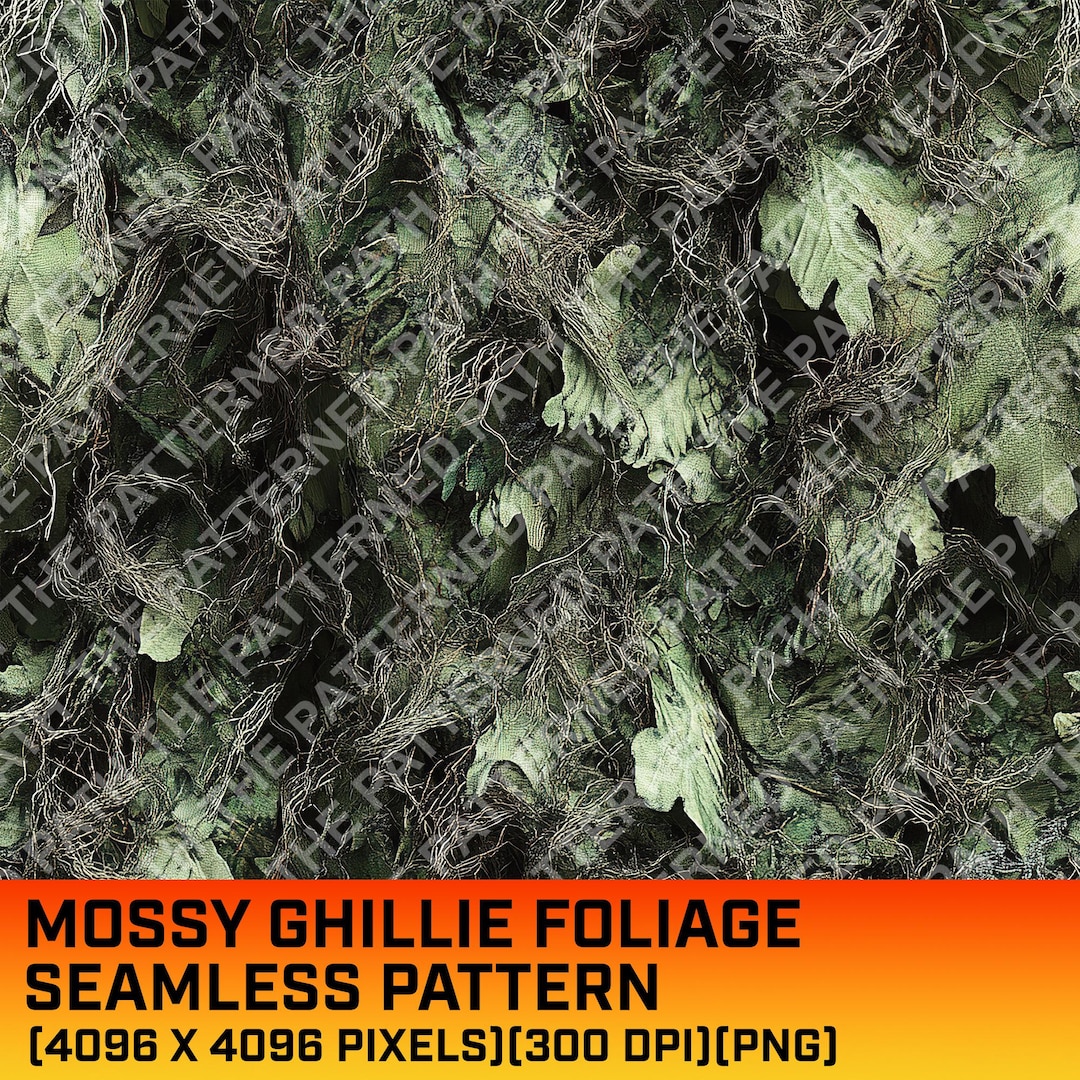Mossy Ghillie Suit Grass Camouflage Digital Pattern, Foliage Texture ...