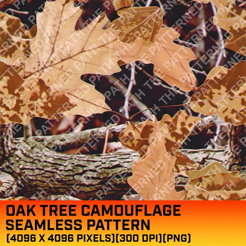 Oak Tree Camouflage Digital Seamless Pattern, Hunting Pattern, Hunting ...
