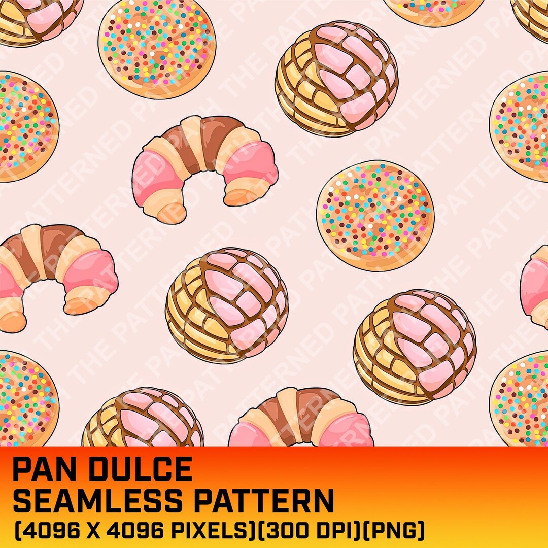 Pan Dulce Seamless Pattern, Concha PNG, Galleta, Cuerno, Digital Paper ...
