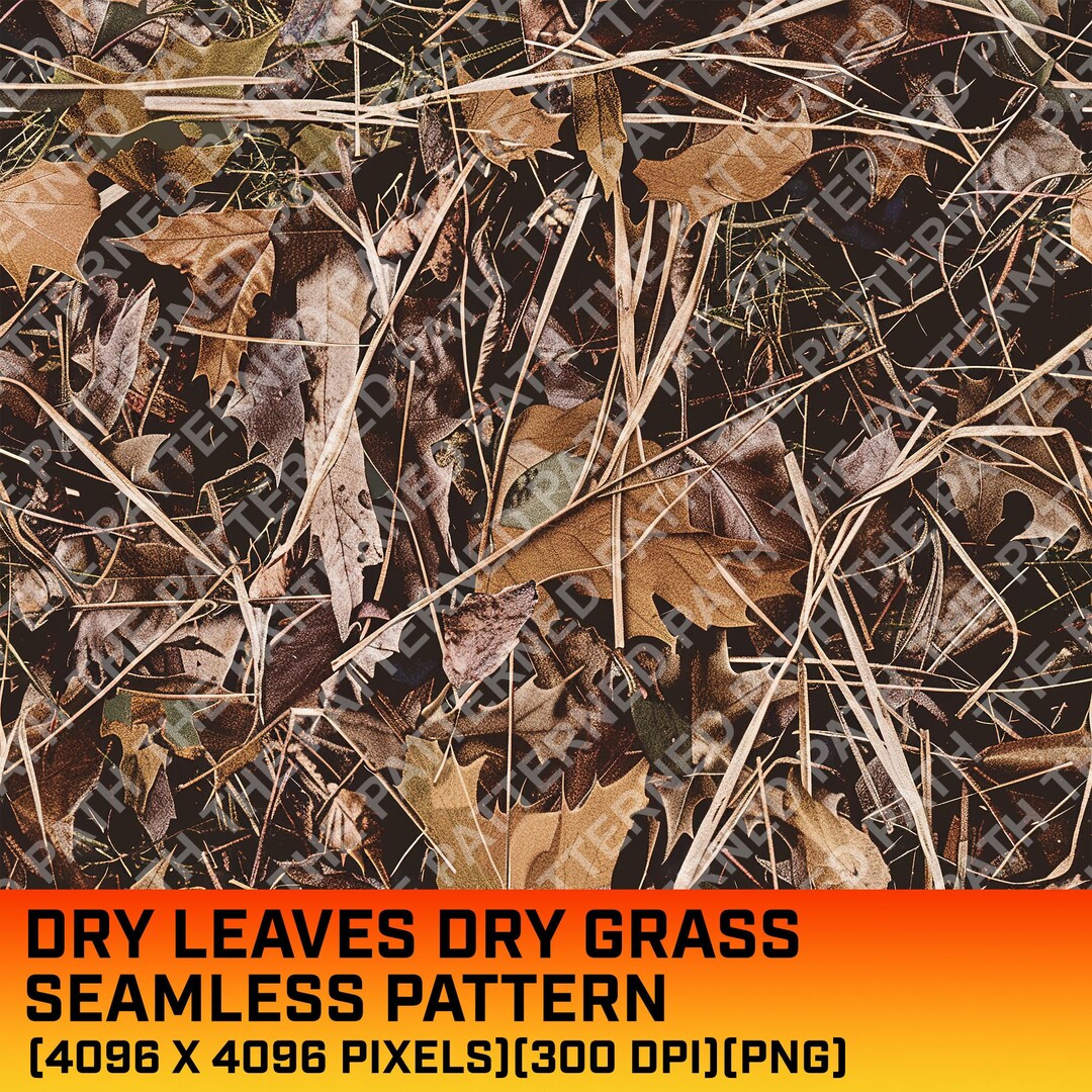 Dry Leaves Dry Grass Camouflage Seamless Digital Pattern, Autumn ...