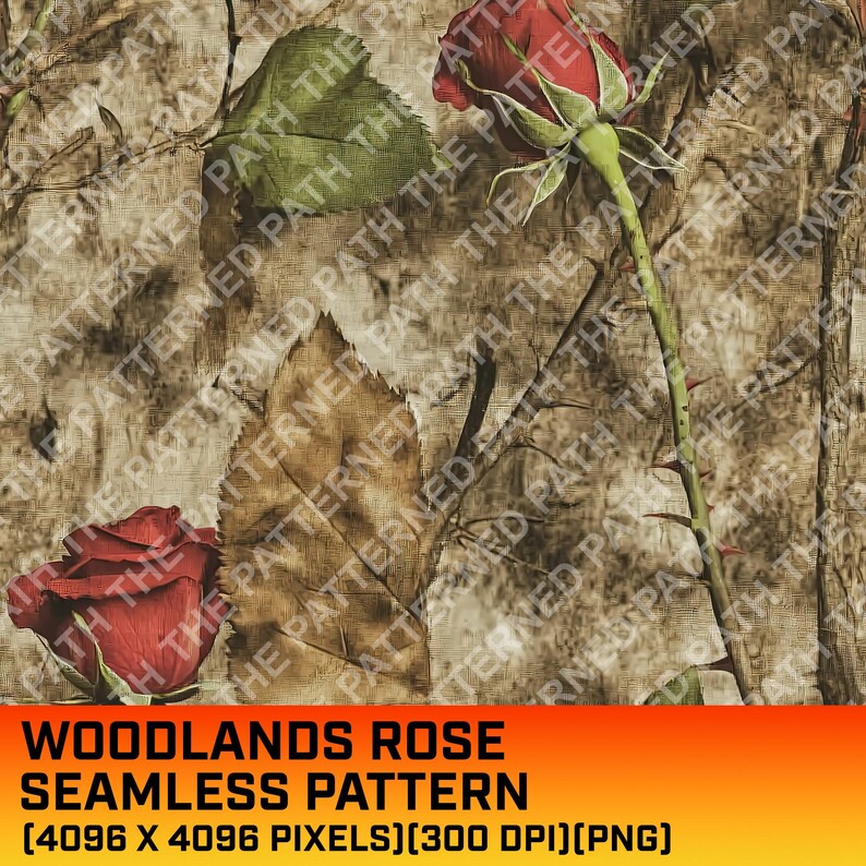 Woodlands Red Rose Tree Camouflage Seamless Digital Pattern, Camo ...